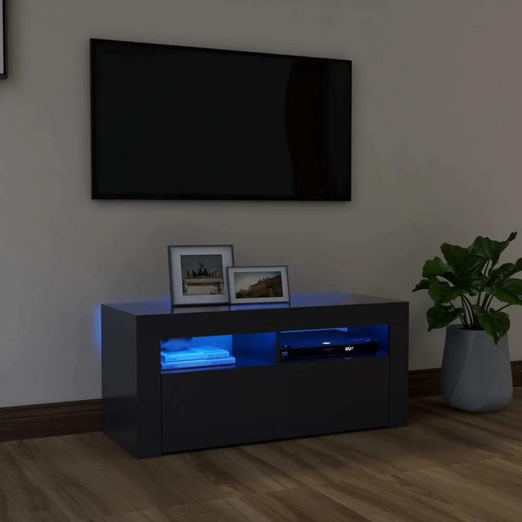 vidaXL TV skříňka s LED osvětlením 90 x 35 x 40 cm [804320] Barva: Betonová šedá