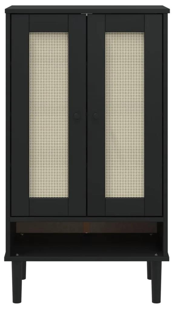 Botník SENJA ratanový vzhled černý 59,5x35x107 cm masivní dřevo - Default Title