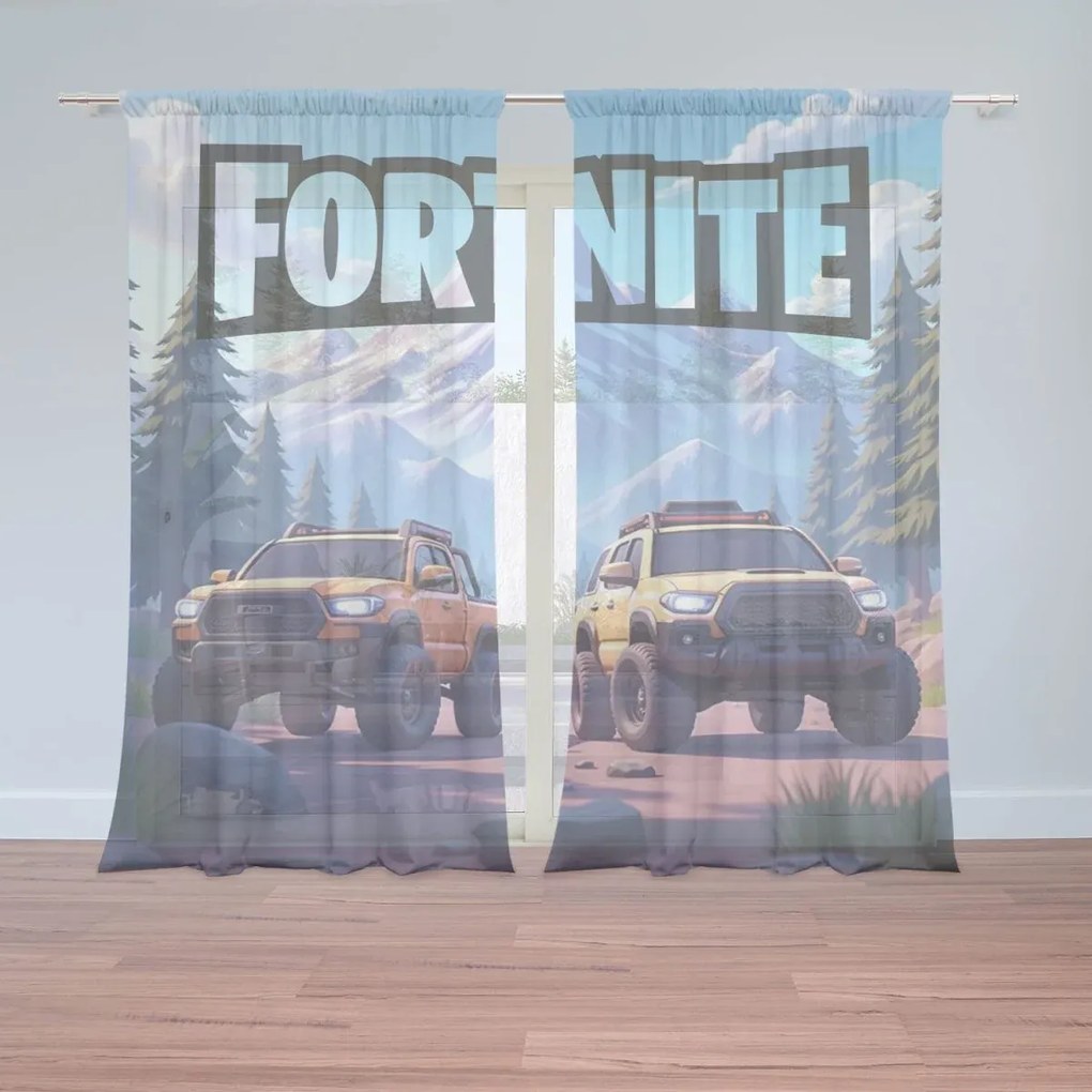 Sablio Záclony FORTNITE Off-road auta: 2ks 150x250cm