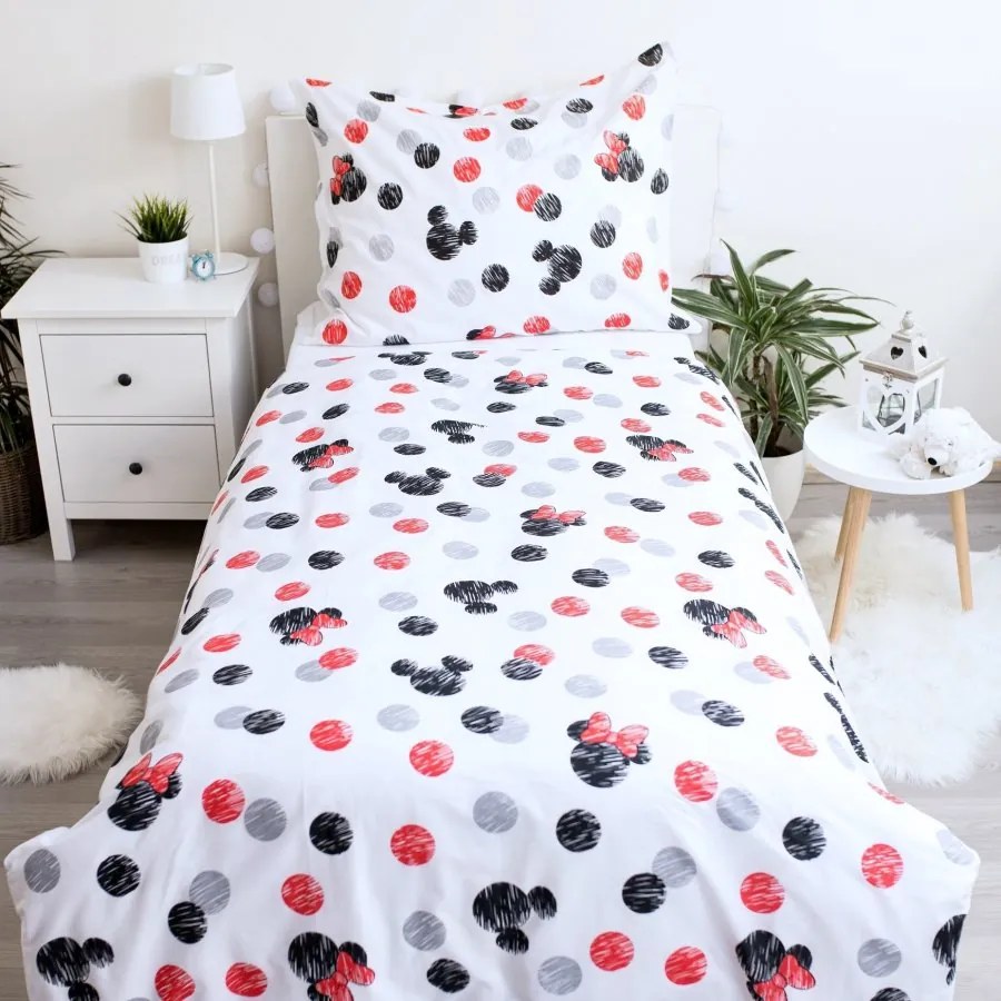 Bavlněné ložní povlečení Zamilovaní Minnie &amp; Mickey Mouse - Disney - 100% bavlna - 70 x 90 cm + 140 x 200 cm