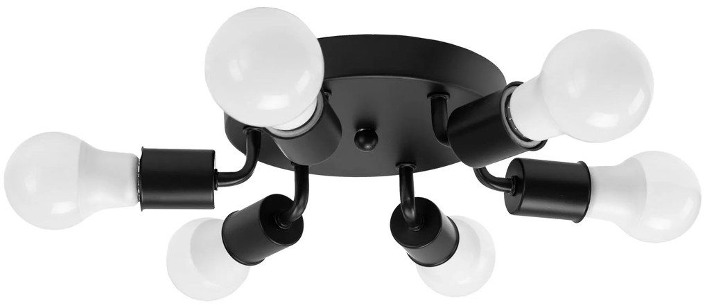 Toolight - Stropní svítidlo 6xE27 kovové APP709-6C, černá, OSW-05208