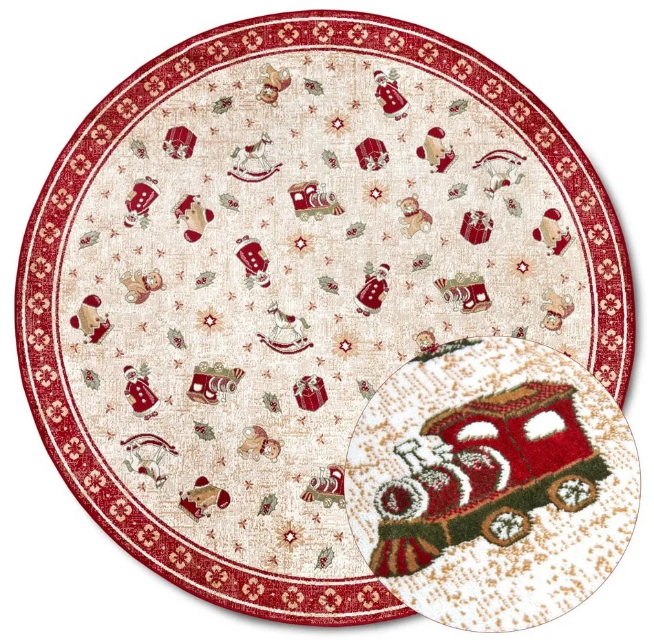 Červený kulatý koberec s vánočním motivem s příměsí bavlny ø 160 cm Toy's Delight Red Christmas – Villeroy&amp;Boch
