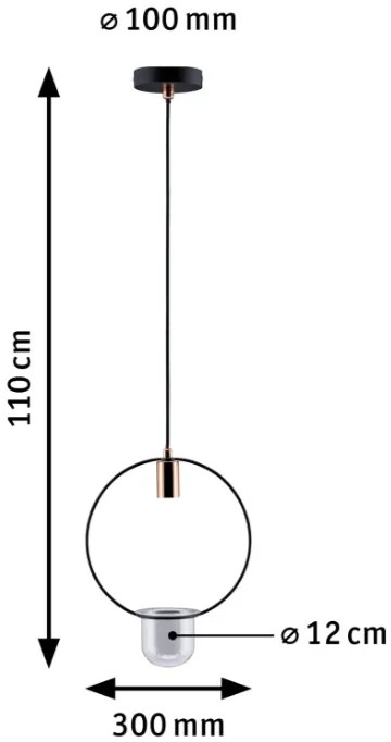 Paulmann 79748 Tasja, závěsné svítidlo s květináčem, 1xE27, černá/měď, průměr květináče 12cm