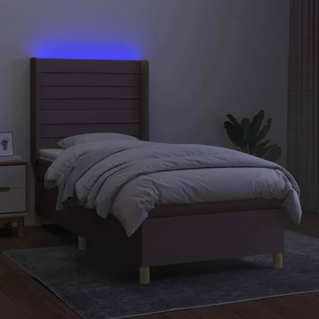 Box spring postel s matrací a LED taupe 80 x 200 cm textil 3138913
