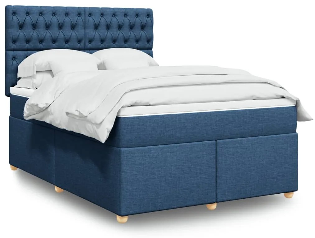 Box spring postel s matrací modrá 140x200 cm textil 3291316