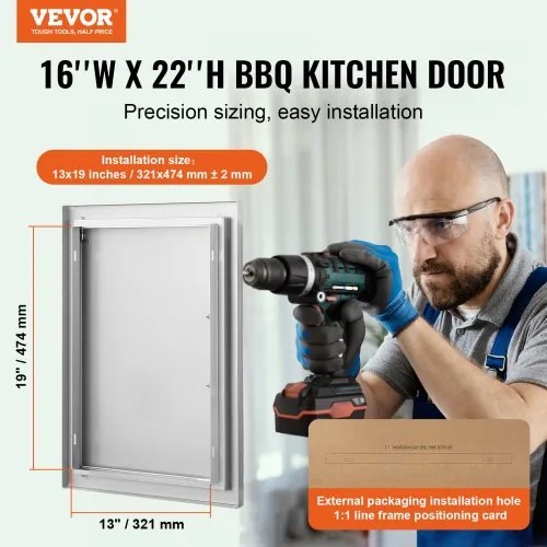 BBQ přístupová dvířka, 407 × 559 mm jednoduchá venkovní kuchyňská dvířka