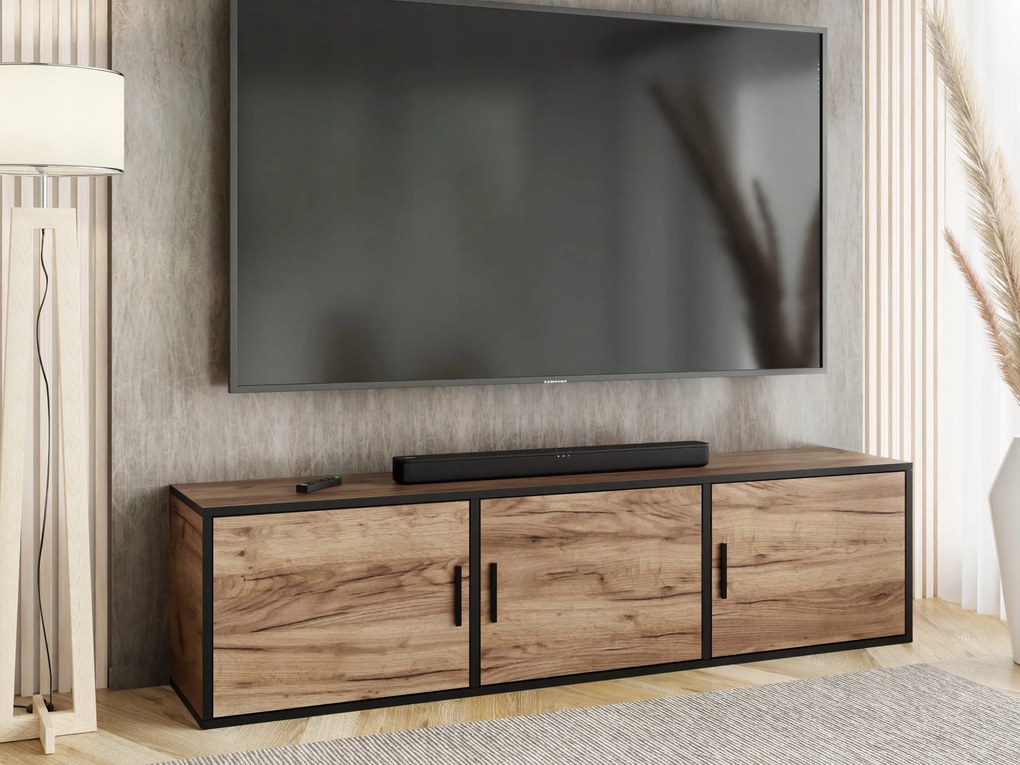 TV skříňka ROJO 3 dub Craft zlatý uzavřená TV skříňka s policí
