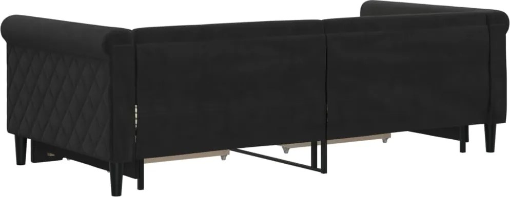 Válenda s přistýlkou a zásuvkami černá 90 x 190 cm samet 3197834