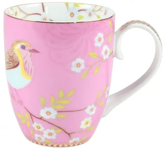 Pip Studio Early Bird hrnek 350ml, růžový (porcelánových hrnek)