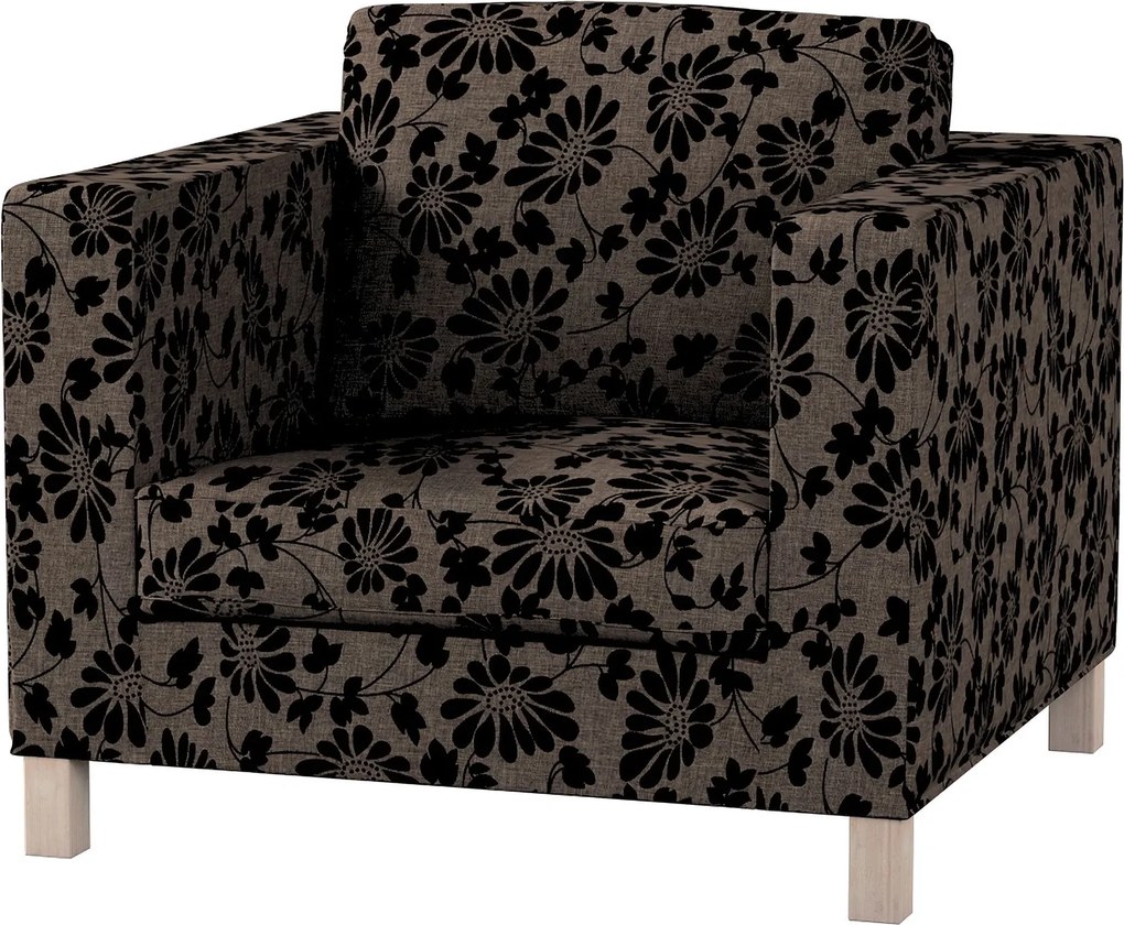 Potah na křesko IKEA Karlanda, krátký barva hnědá látka pletený vzor, vzorované
