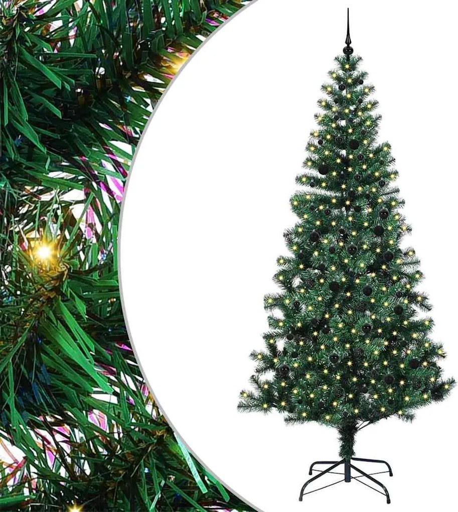Umělý osvětlený vánoční stromeček Zelená 240 cm PVC a kov 3396789