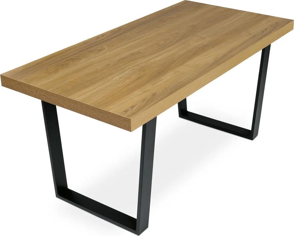 Autronic Jídelní stůl, 160x8x760 cm, MDF deska, dýha dub, kovové nohy, černý lak HT-514 OAK