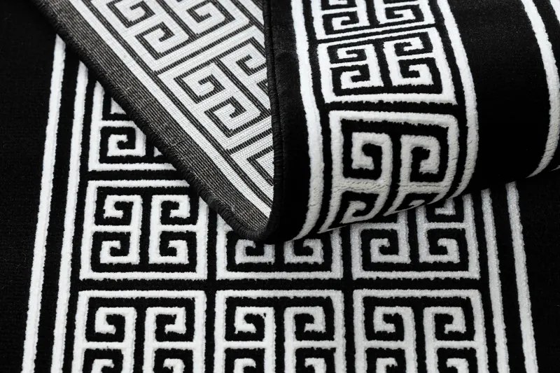 Dywany Łuszczów, Běhoun Gloss 6776 85 greek black/ivory, 70x200, černobílá, ložnice