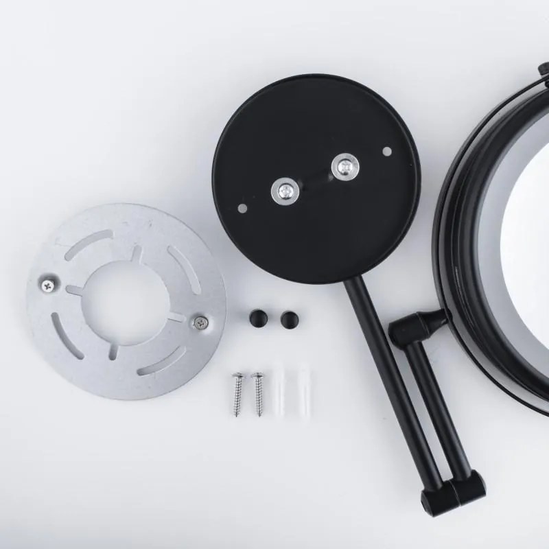 Erga Eda, LED osvětlené kosmetické zrcadlo na make-up ø20 cm, černá matná, ERG-YKA-CH.EDA-BLK