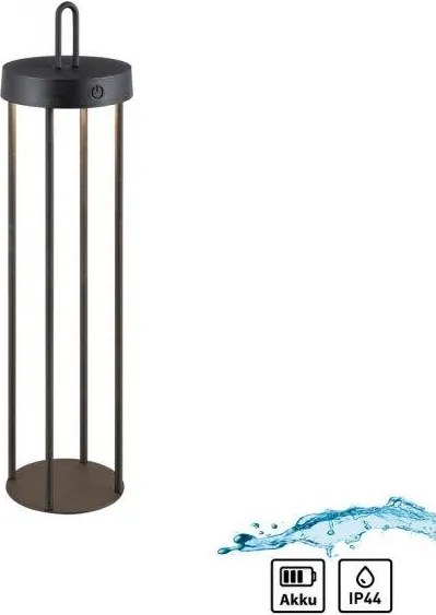 LD 19301-18 ANSELM LED stolní lampa na baterie černá 50cm dotykový stmívač IP44 zahradní svítidlo 2700K - JUST LIGHT