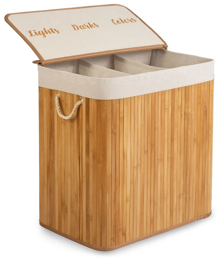 Bambusový proutěný koš na prádlo s víkem 150 l Massido ekologický úložný box
