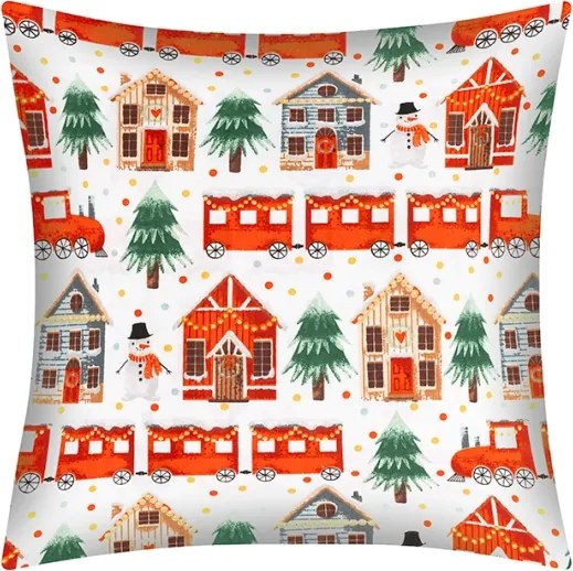 Bellatex Polštářek VÁNOCE 40x40 cm Vláček Červená,Bílá