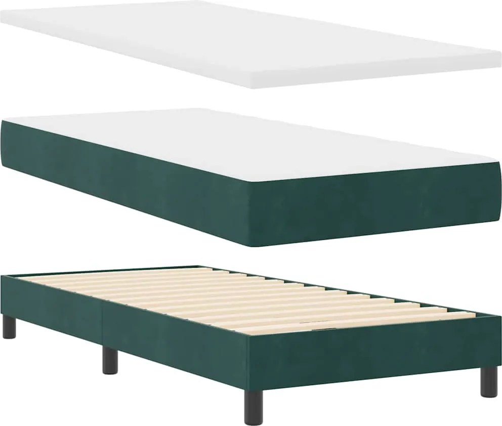 Postel s boxspringem s matrací Tmavě zelená 100 x 200 cm samet 3339089