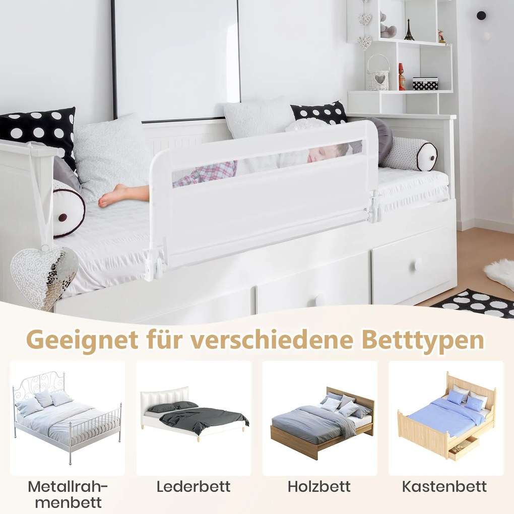 Costway Zábrana na postel pro batolata 100 cm skládací zábrana na dětskou – bílý