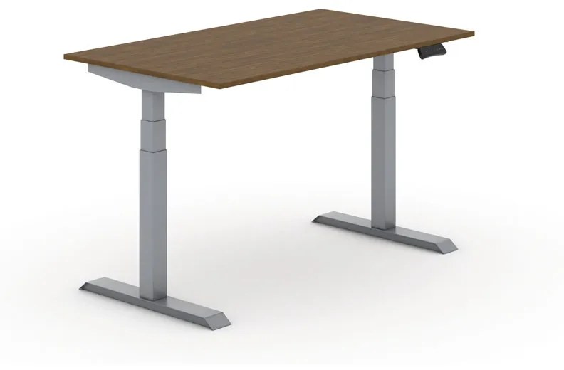 B2B Partner Výškově nastavitelný stůl PRIMO ADAPT, elektrický, 1400x800x625-1275 mm, ořech, šedá podnož