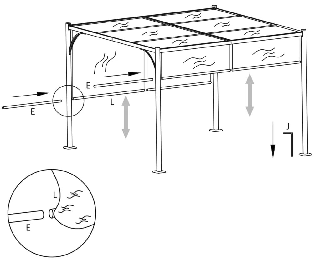 vidaXL Marketos Pergola s nastavitelnou střechou krémově bílá 3 x 3 m ocel