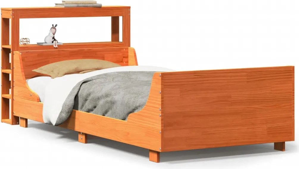Postel bez matrace voskově hnědá 100 x 200 cm masivní borovice 3306467