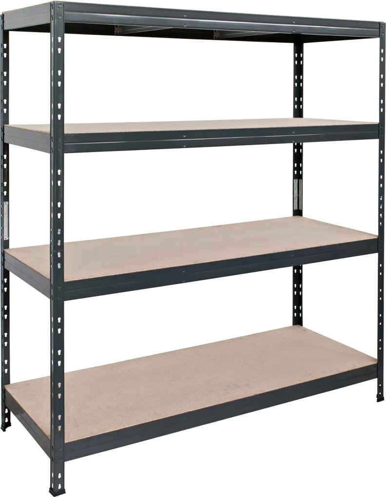AR Shelving Kovový regál RIVET antracitový, 4 police, 250 kg, 180 x 160 x 60 cm