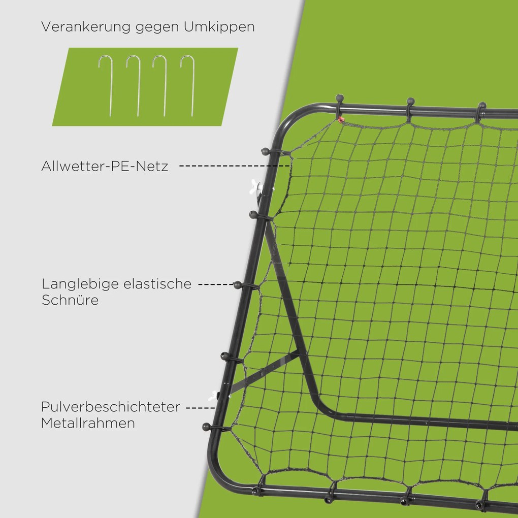 HOMCOM fotbalový odrazový míč odrazová stěna 96x80x96 cm z kovové trubky a PE v černé barvě pro trénink a hru