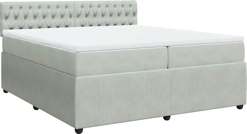 Box spring postel s matrací světle šedá 200x200 cm samet 3290136