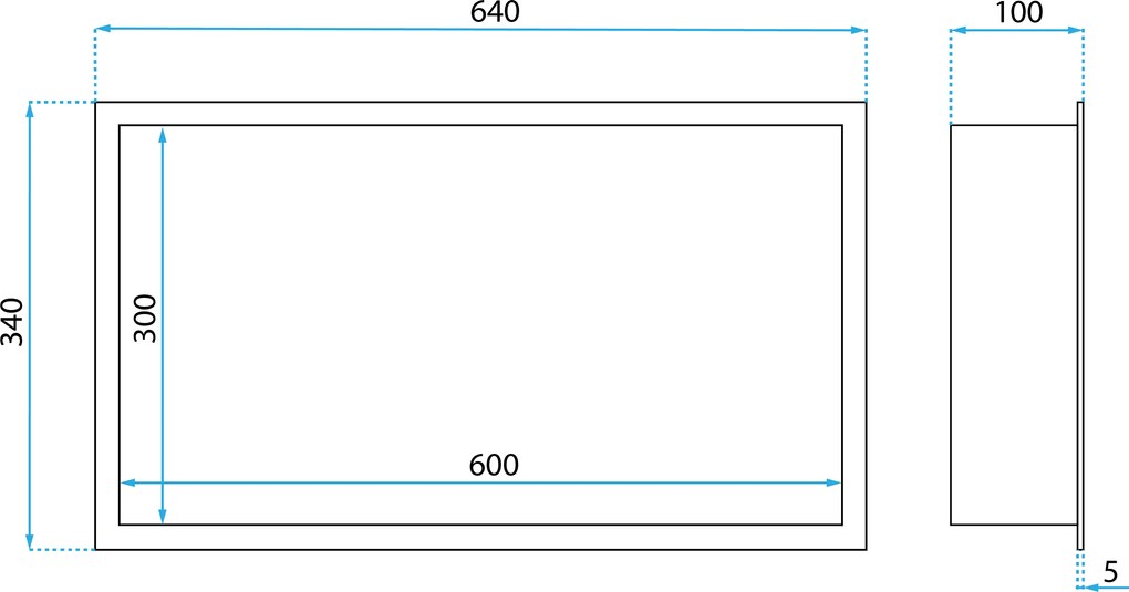 Rea Vestavná koupelnová police 60x30 cm, kartáčovaná zlatá