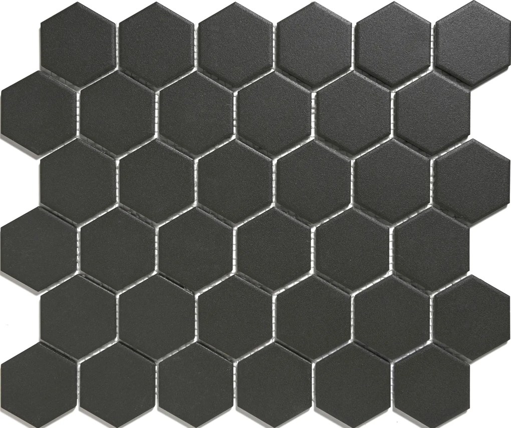 The Mosaic Factory Keramická mozaika černá Mozaika HEX 5 Black 5,1x5,9 (28,1x32,5) cm - LOH1017