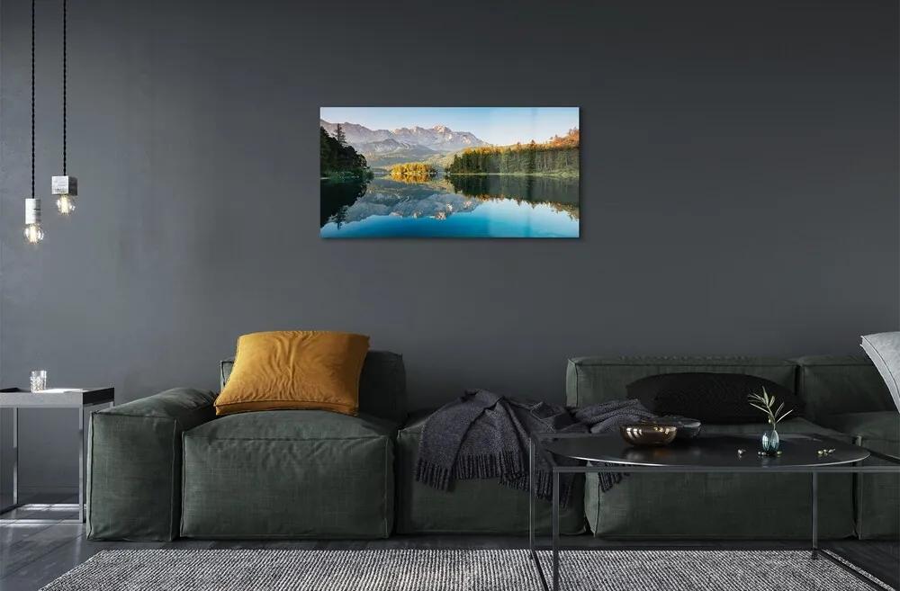 Obraz na skle Německo Mountain forest lake 100x50 cm