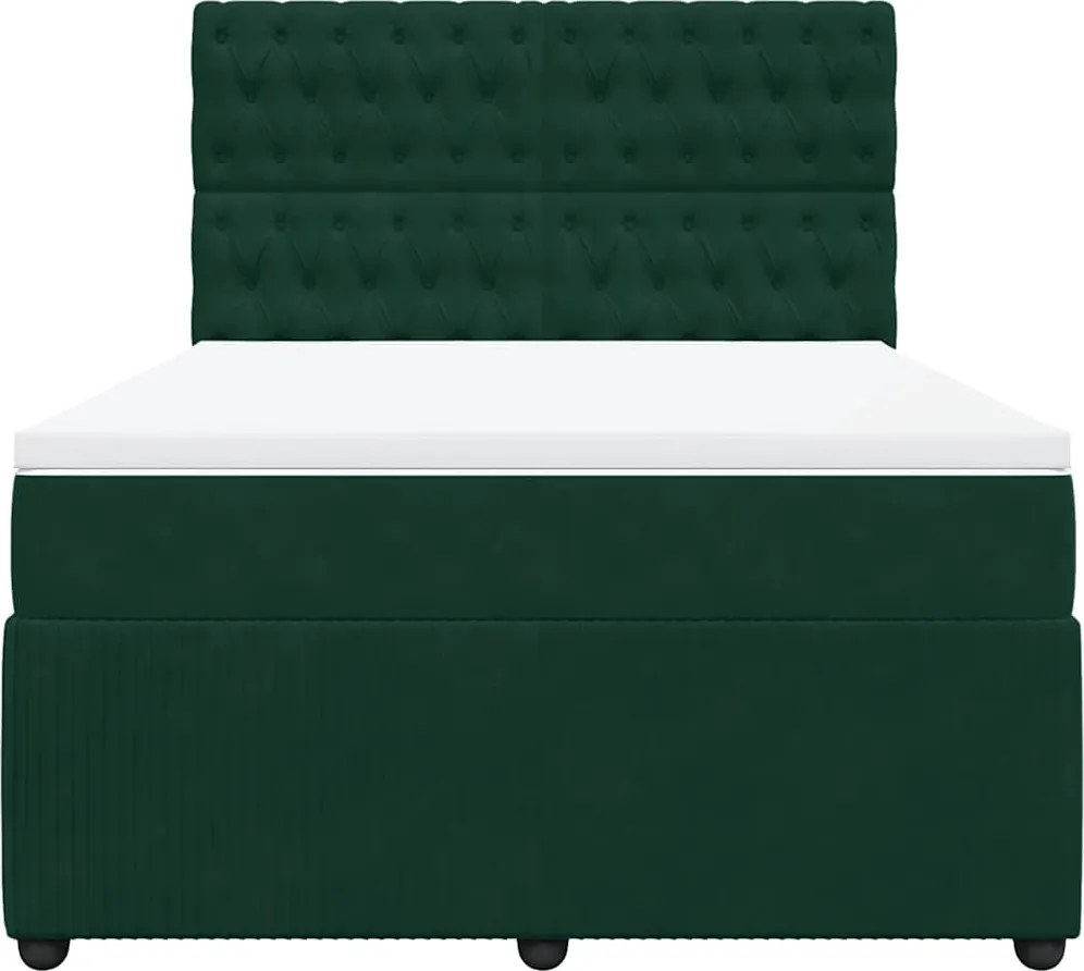 Box spring postel s matrací tmavě zelená 160x200 cm samet 3292391
