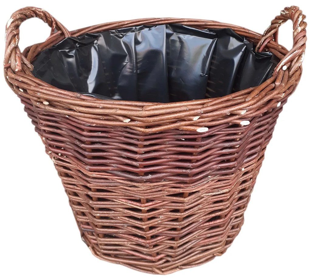 HRADIL Proutěný obal na květináč kulatý s fólií průměr 30 cm