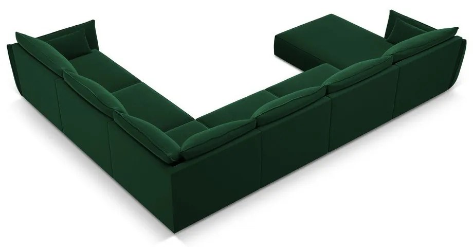 Tmavě zelená sametová rohová pohovka (pravý roh/do "U") Vanda – Mazzini Sofas