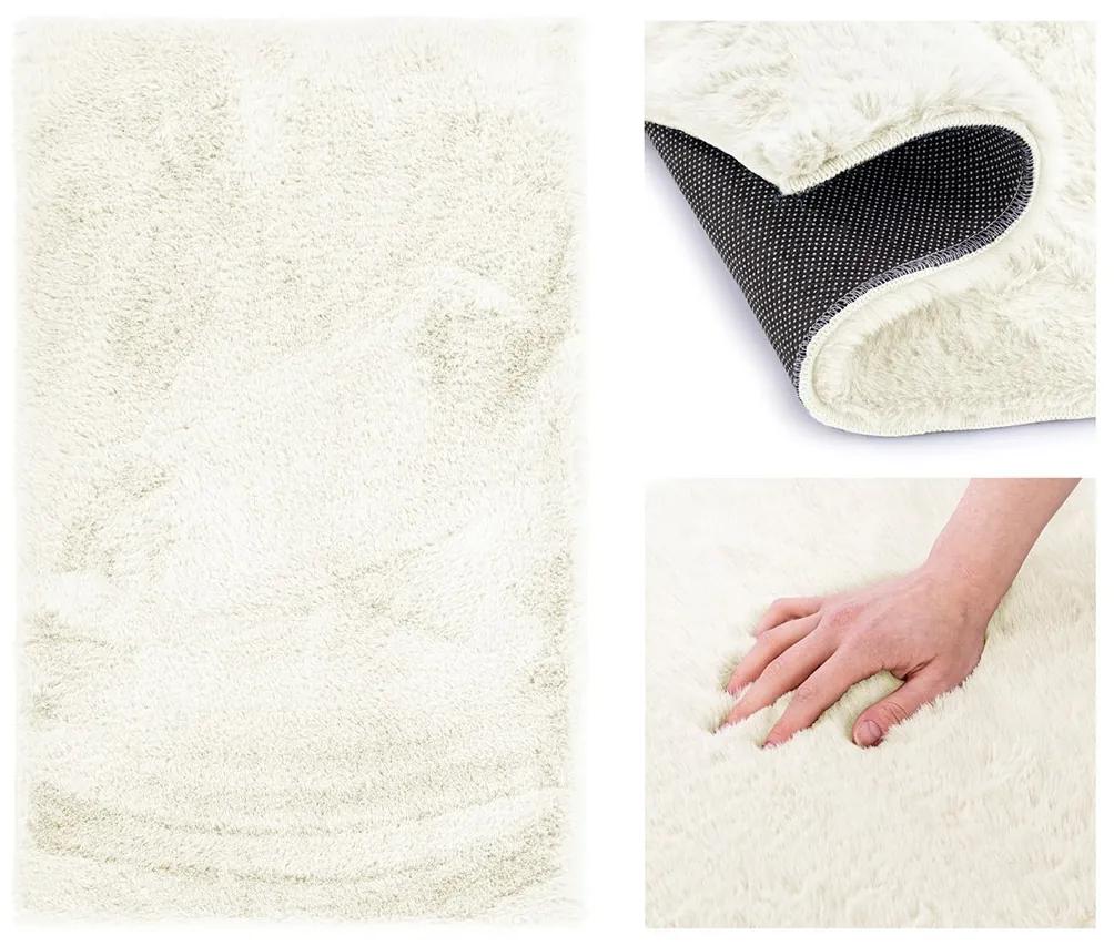 Krémový koberec LOVIKA z umělé králičí kožešiny Rozměr: 100 x 100 cm