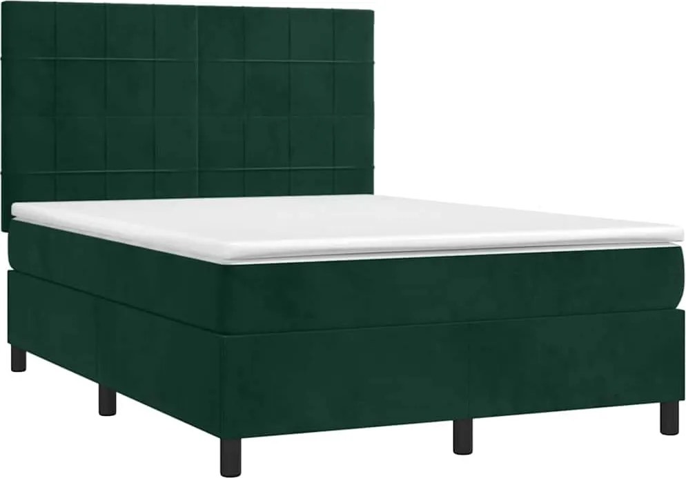 Box spring postel s matrací tmavě zelená 140x200 cm samet 3143028