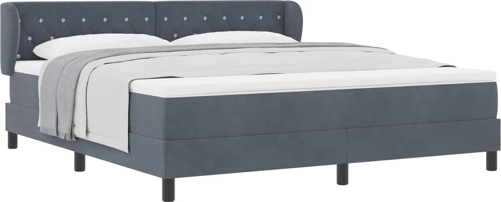 Postel s boxspringem s čelo Tmavě šedá 180 x 200 cm samet 3340347