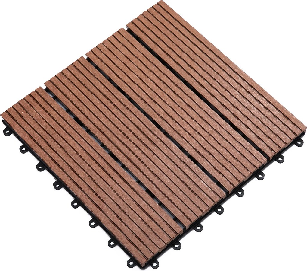 Outsunny Sada 11 kusů venkovních dlaždic 30x30 cm 1 m² Zahradní exteriérové podlahy Nelučící a voděodolné Snadná instalace pro zahradní terasu a balk…