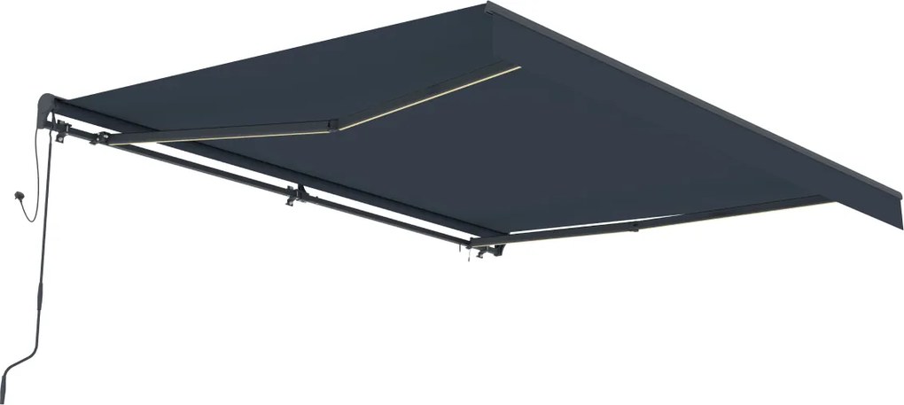 Elektrická markýza s LED osvětlením BestBerg BBSU-EL395CG / 395 x 300 cm / šedá