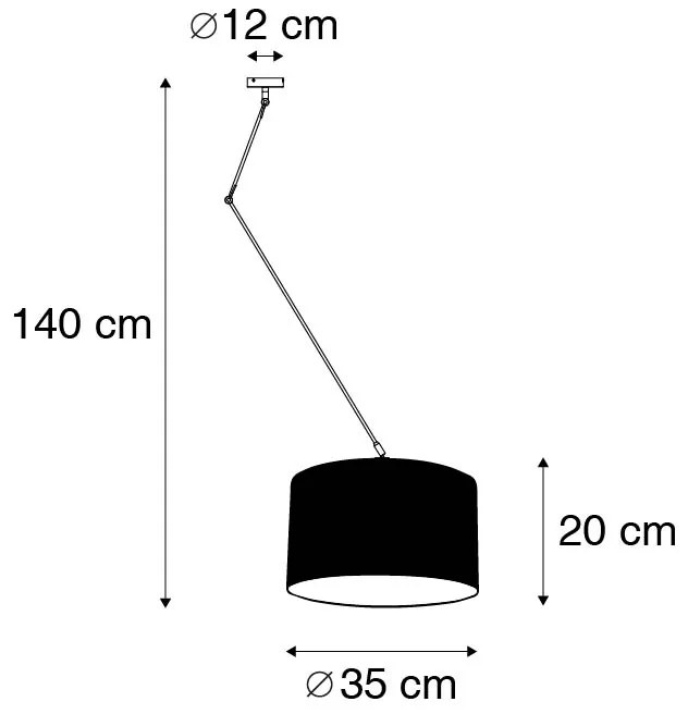 Závěsné svítidlo černé s stínidlem 35 cm zelené nastavitelné - Blitz