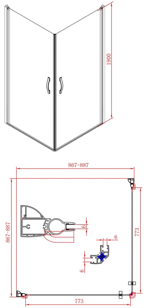Gelco Sprchové dveře jednodílné otočné - sklo čiré š. 90 cm, v. 190 cm, GO4990