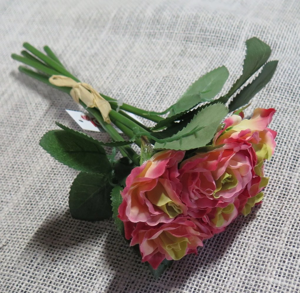 Růže růžový melír  6ks v bal. 28cm, květ 5cm