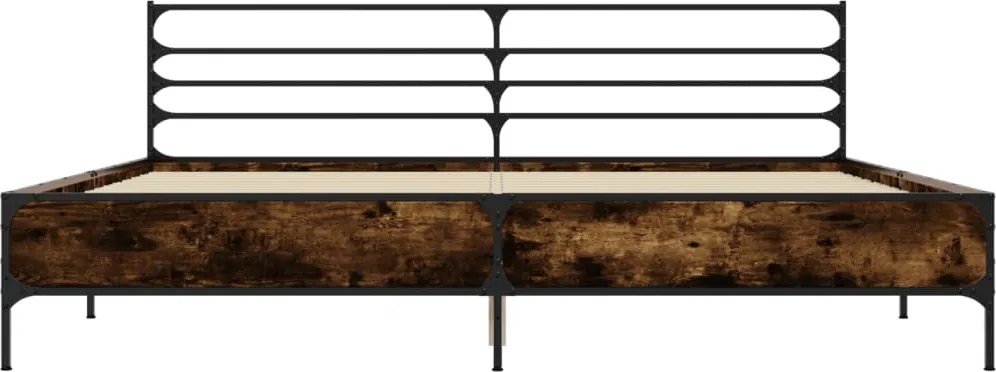 Rám postele kouřový dub 180 x 200 cm kompozitní dřevo a kov 3280059