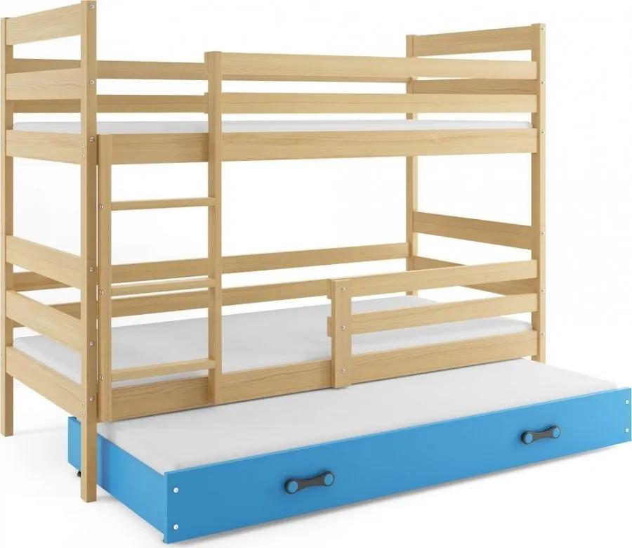 Falco Patrová postel Norbert s přistýlkou, borovice/modra
