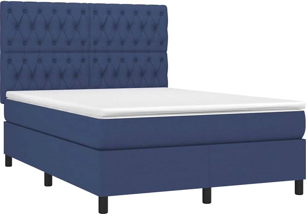 Box spring postel s matrací a LED modrá 140x200 cm textil 3135123