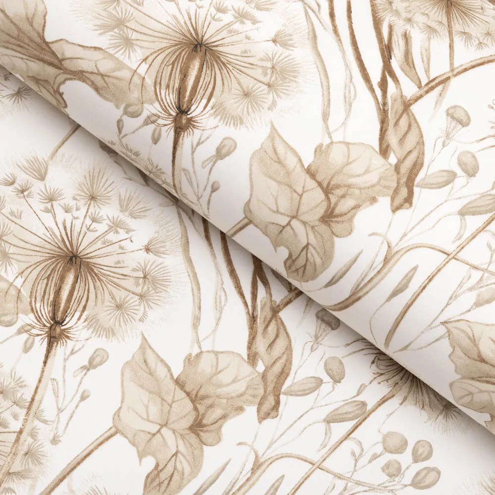 Biante Bavlněný kulatý ubrus Sandra SA-518 Podzimní pampelišky na bílém Ø 100 cm