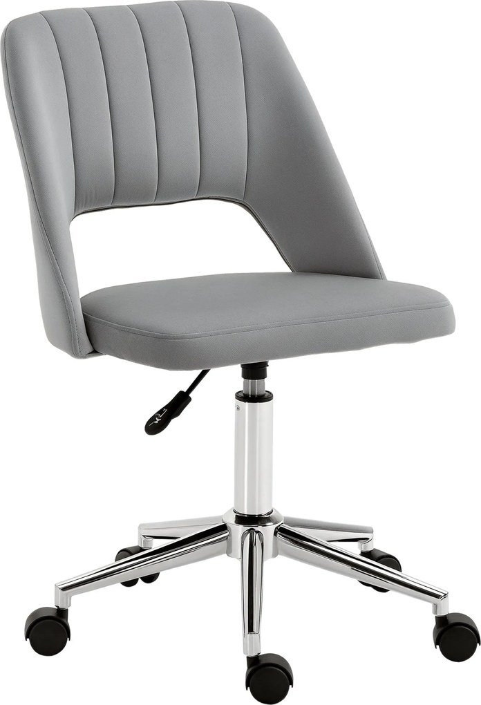Ergonomická a otočná kancelářská židle Vinsetto, polstrovaná pracovní židle s nastavitelnou výškou, šedá 49x60x79-91cm | Aosom