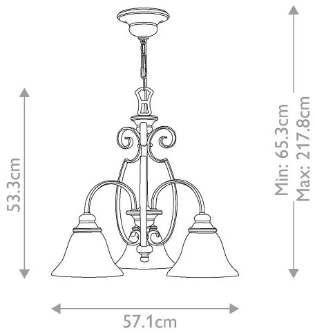 Hinkley HK-CELLO3 - Lustr na řetězu CELLO 3xE27/60W/230V