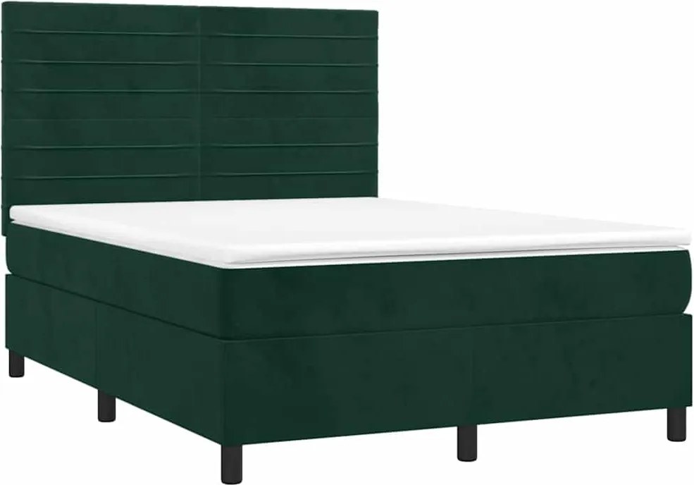 Box spring postel s matrací tmavě zelená 140x190 cm samet 3143082
